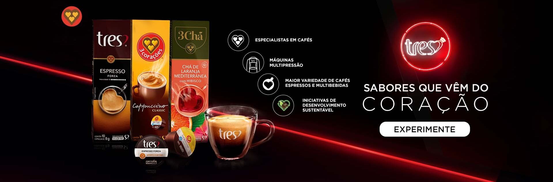 Cafés e Multibebidas TRÊS® | Máquinas e Bebidas Rápidas | Mercafé